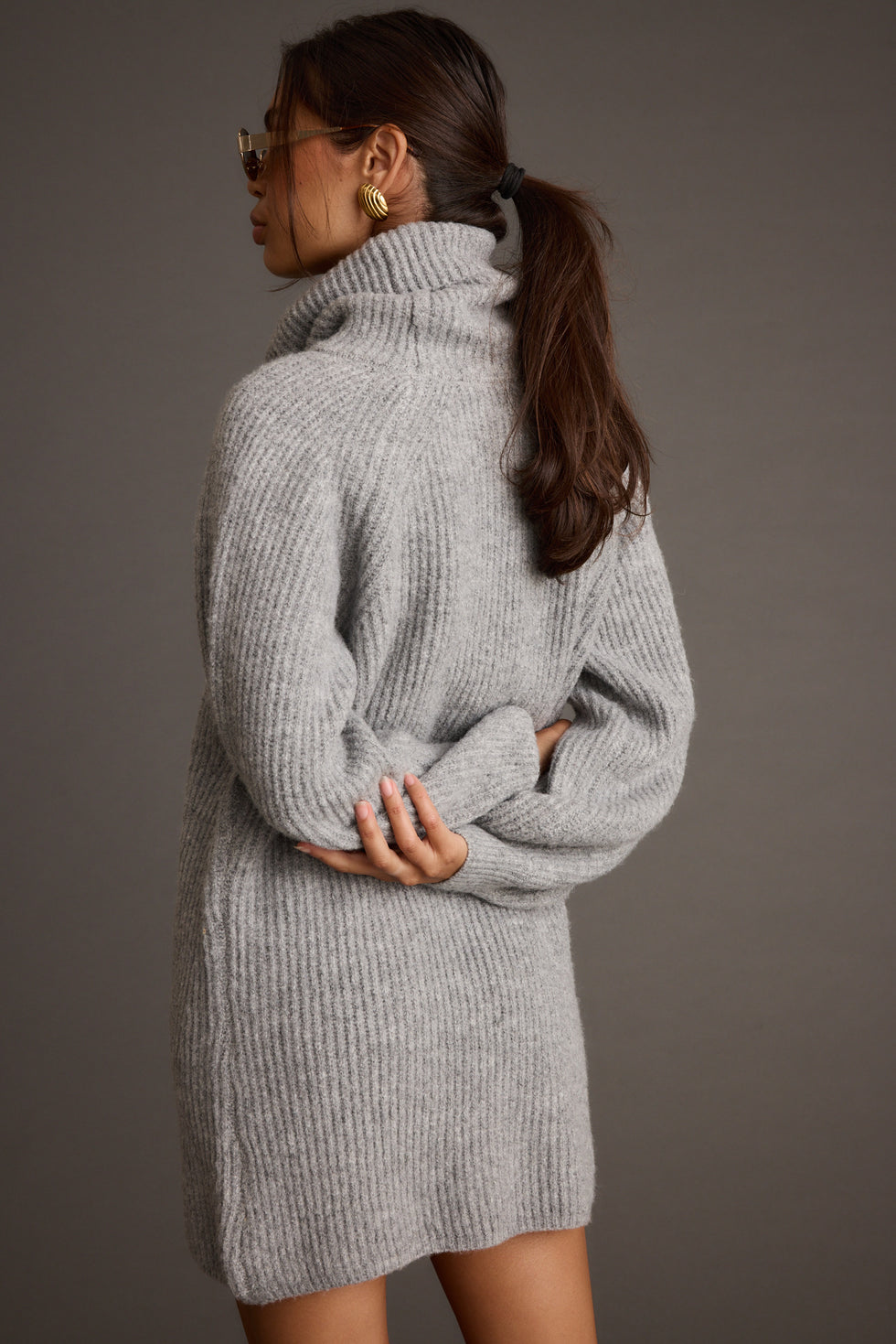 Beau Heather Grey Turtleneck Sweater Mini Dress – 12th Tribe