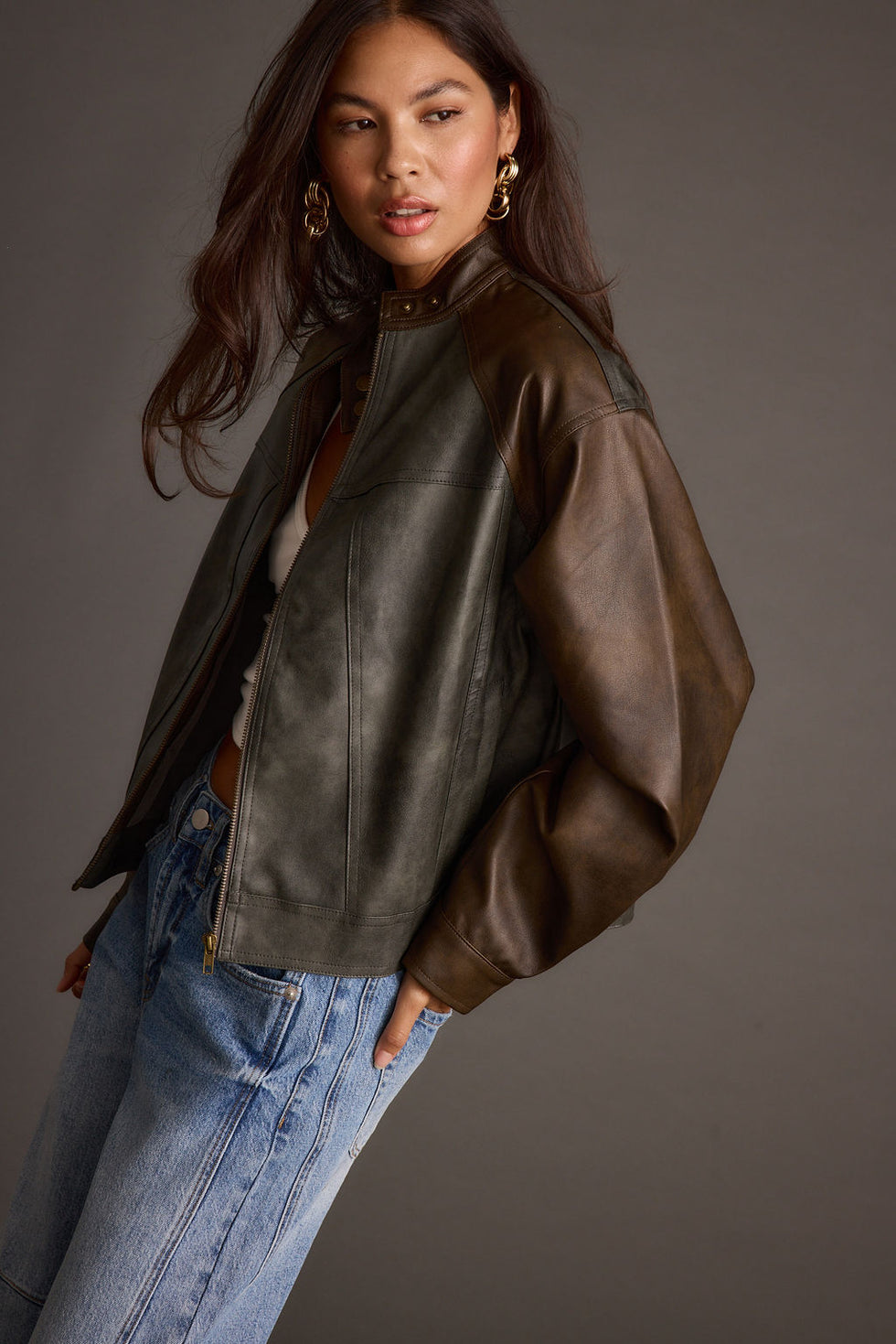 Bowery Color Block Moto Jacket – 12th Tribe
