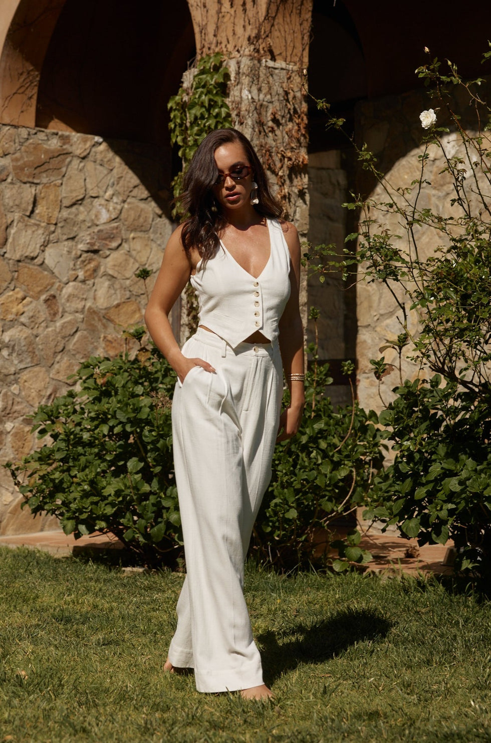 Diane White Linen Vest – 12th Tribe