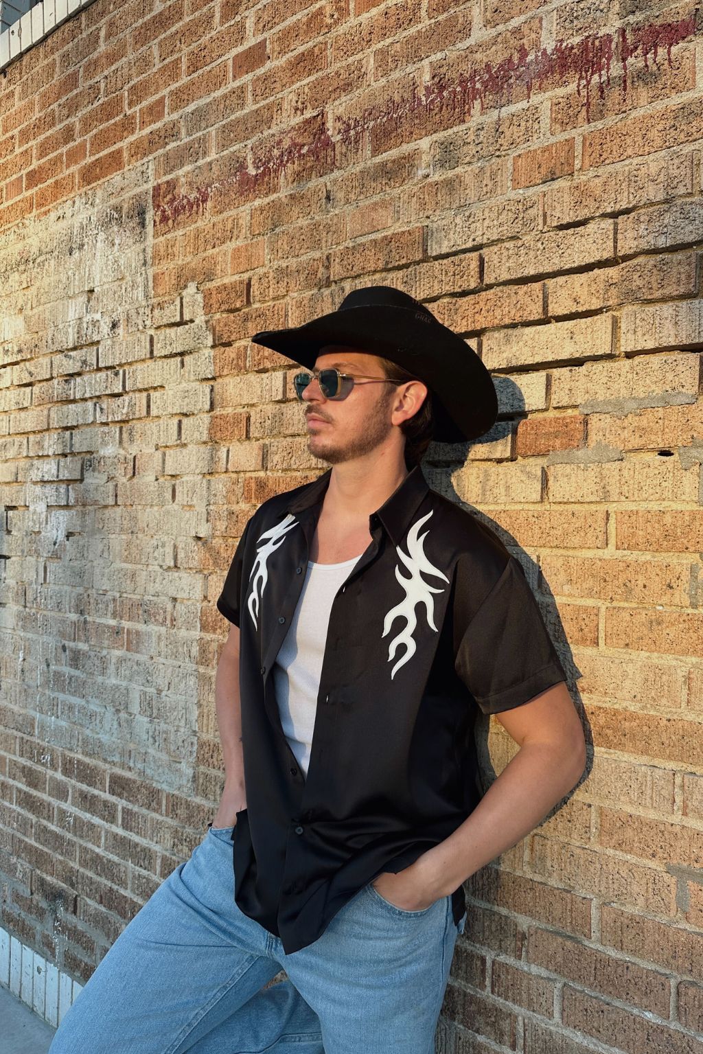 Danica Mens Black Button Up Top | 12th Tribe