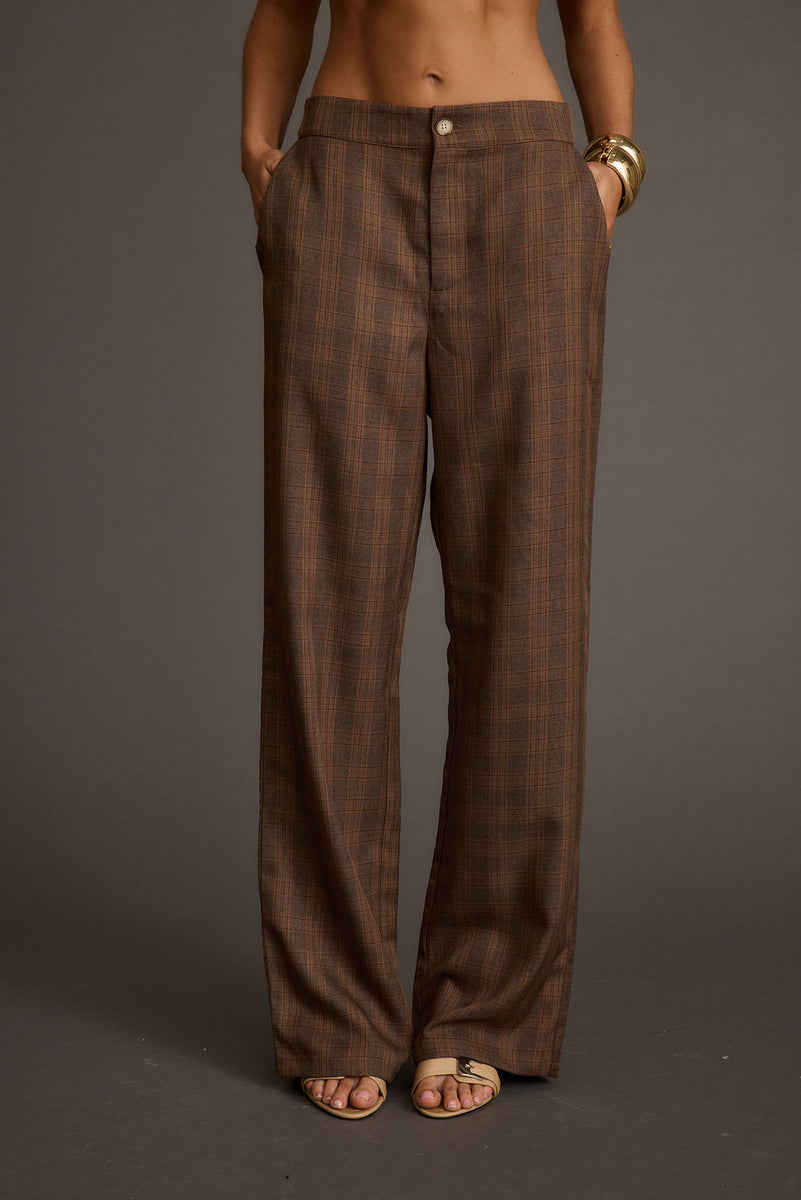 Franklin Tan Checkered Pant – 12th Tribe
