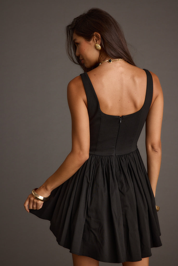 Kit Black Drop Waist Mini Dress – 12th Tribe