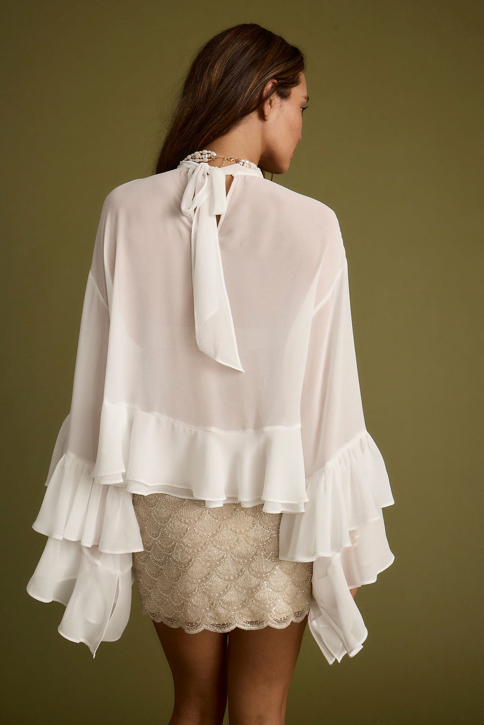 Lola White Chiffon Ruffle Top – 12th Tribe