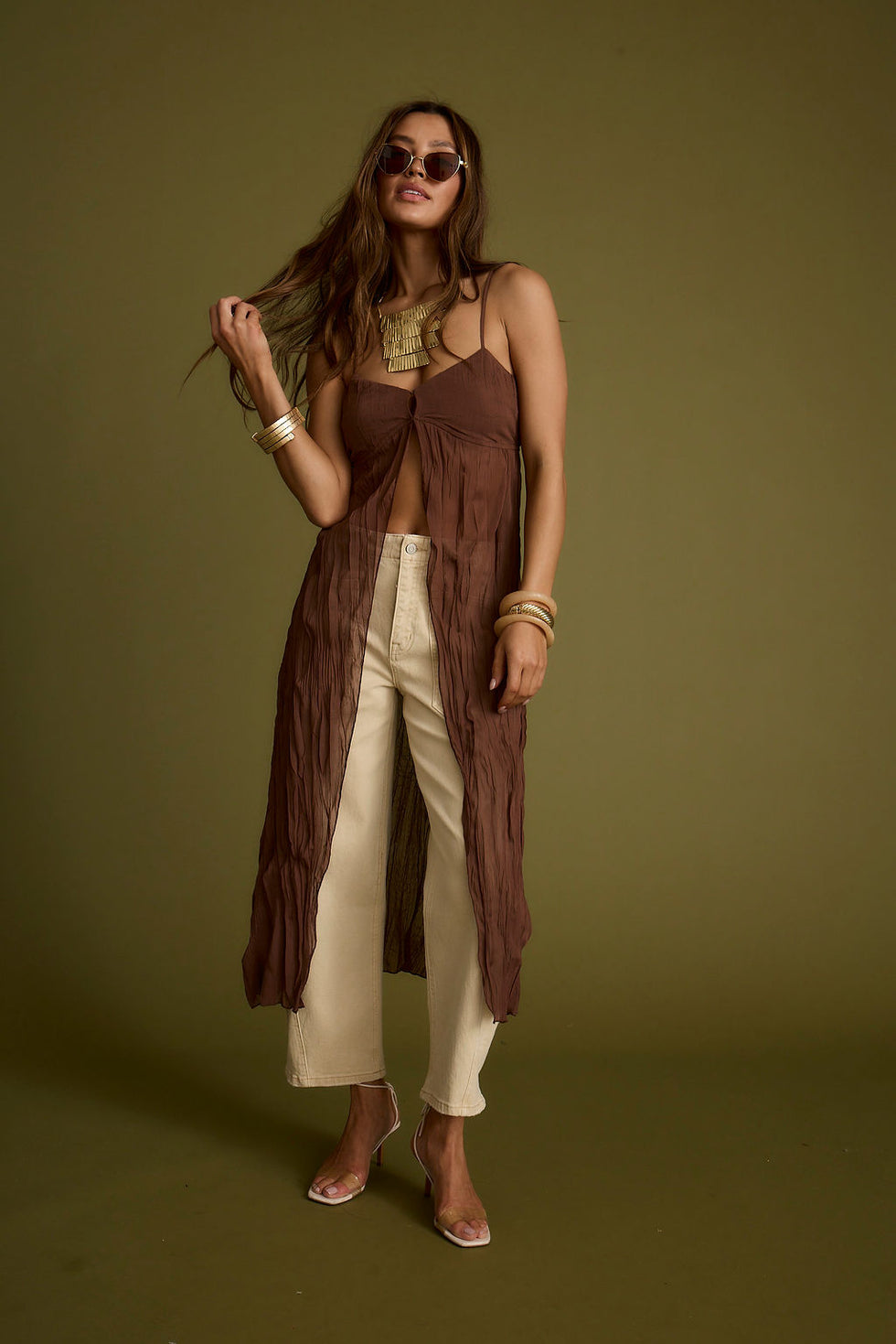 Mischa Brown Longline Cami Top – 12th Tribe