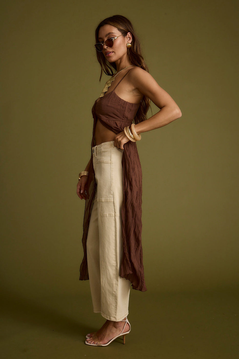 Mischa Brown Longline Cami Top – 12th Tribe