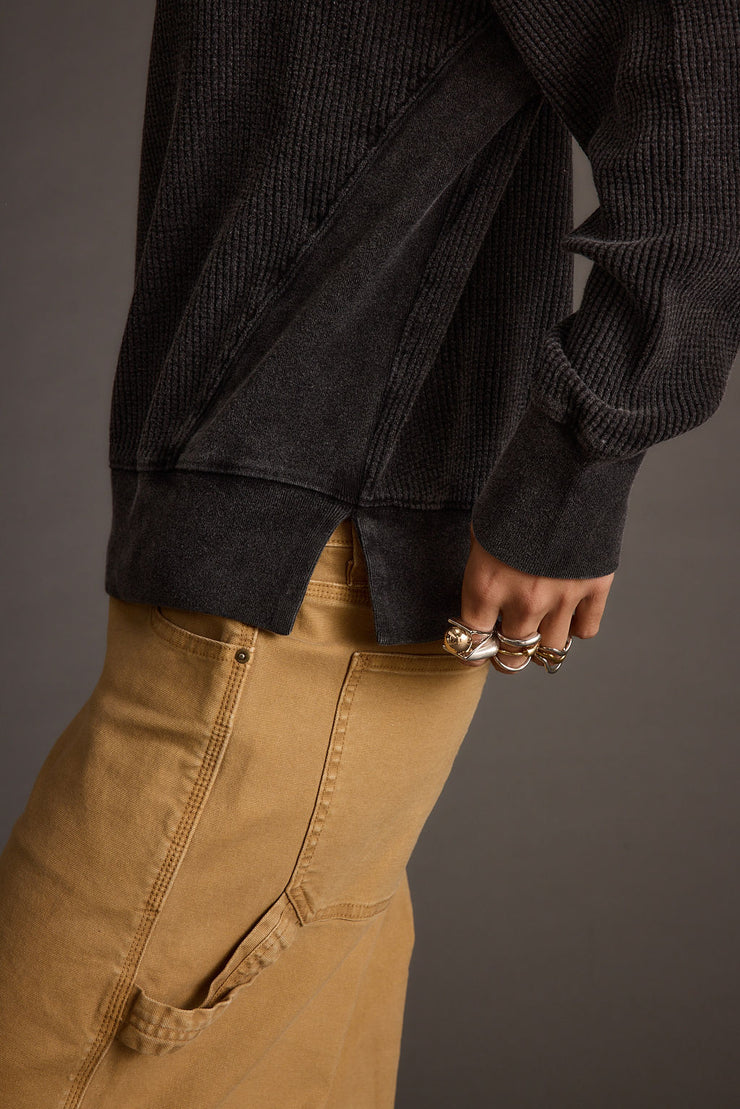 Not Your Ex's Washed Black Waffle Knit Top – 12th Tribe