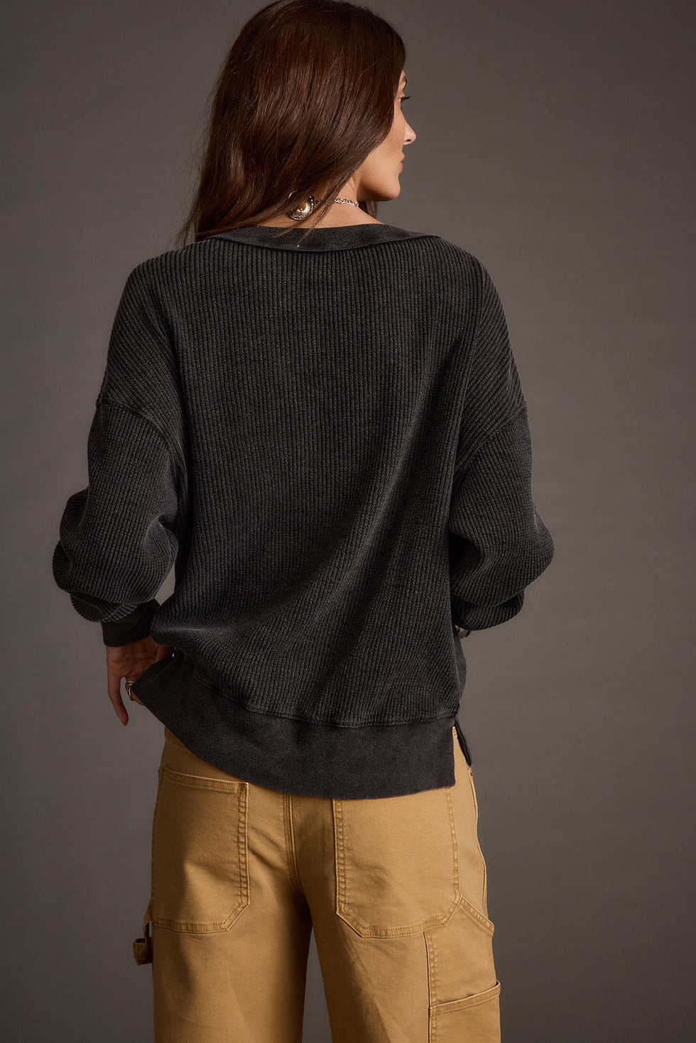 Not Your Ex's Washed Black Waffle Knit Top – 12th Tribe