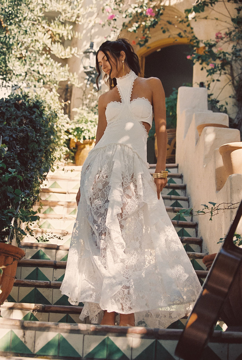 Princesa White Lace Drop Waist Maxi Dress – 12th Tribe