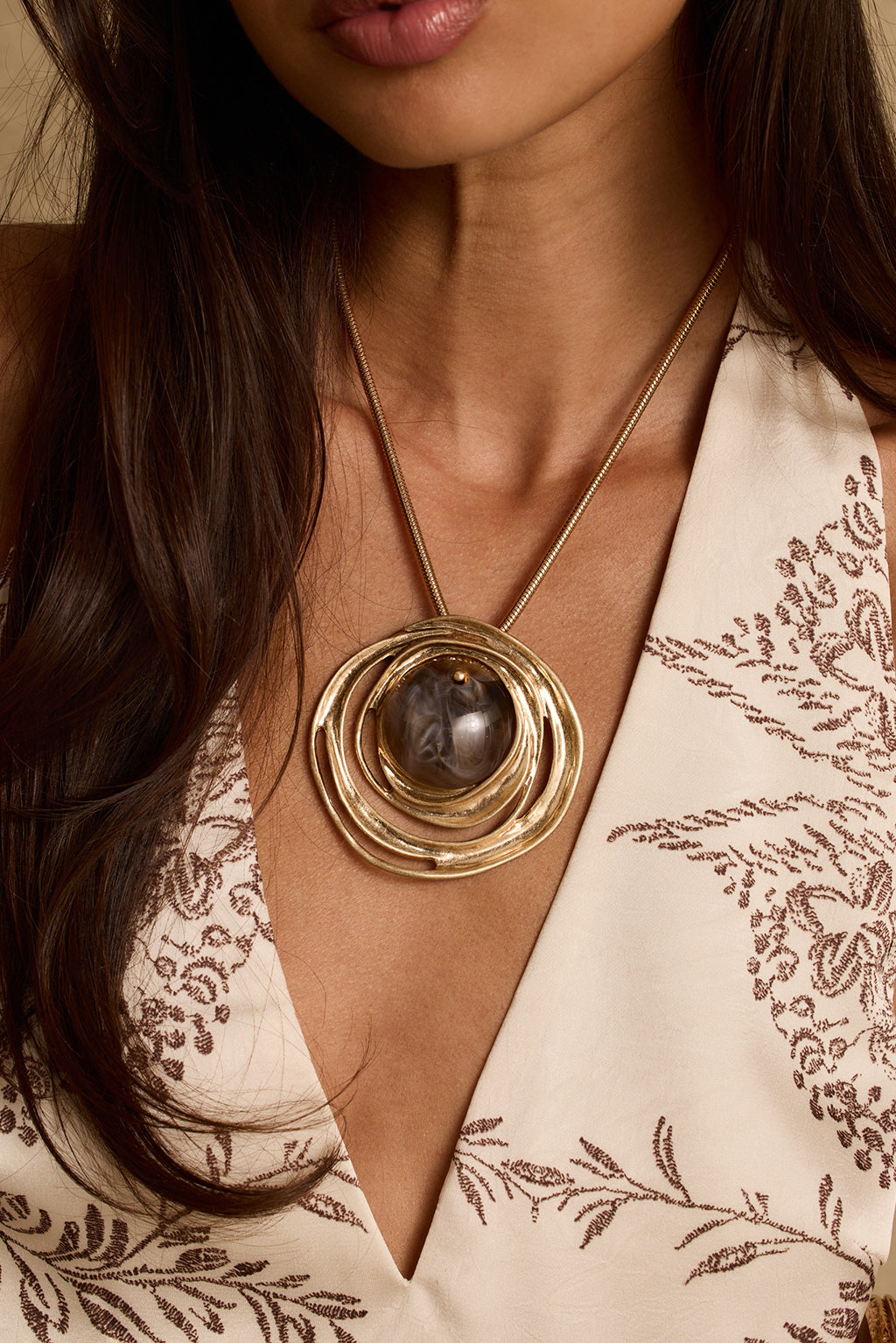 Queta Gold and Stone Pendant Necklace | 12th Tribe
