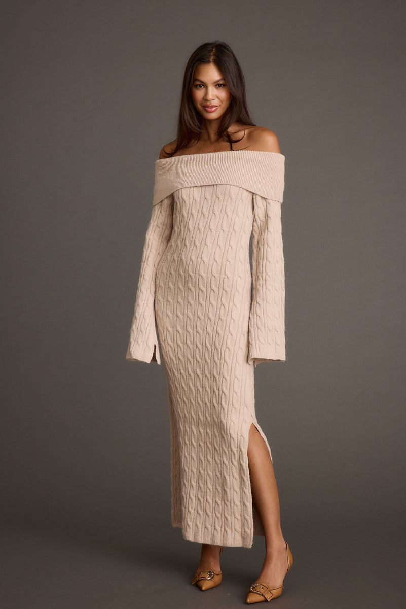 Rhiannon Dusty Rose Sweater Maxi Dress – 12th Tribe