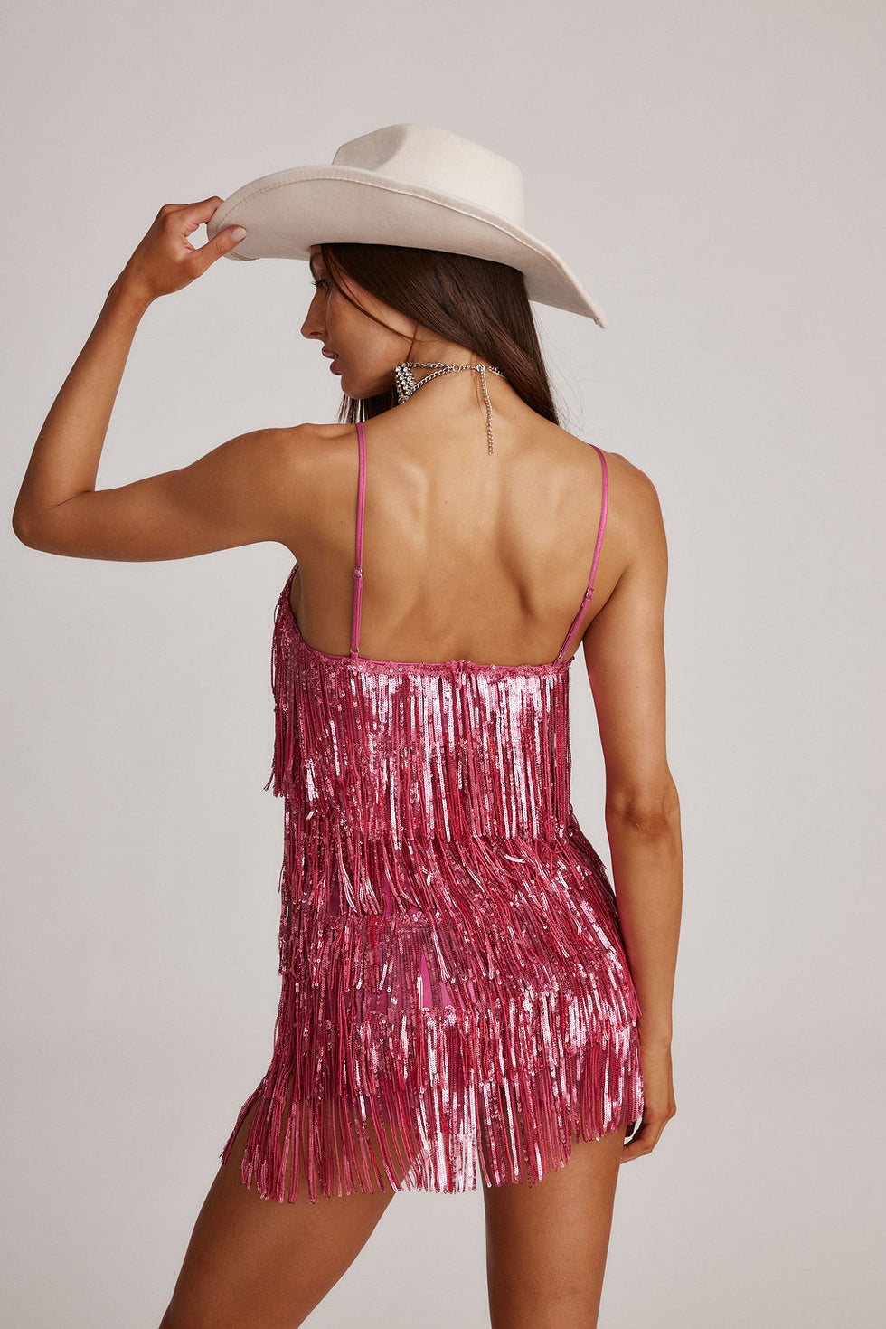 Talia Pink Sequin Fringe Romper – 12th Tribe