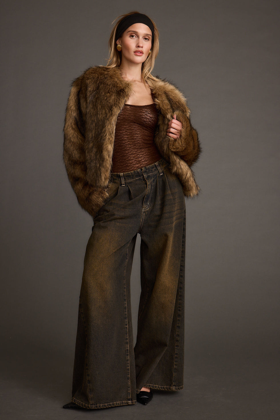 Misty Brown Faux Fur Coat – 12th Tribe