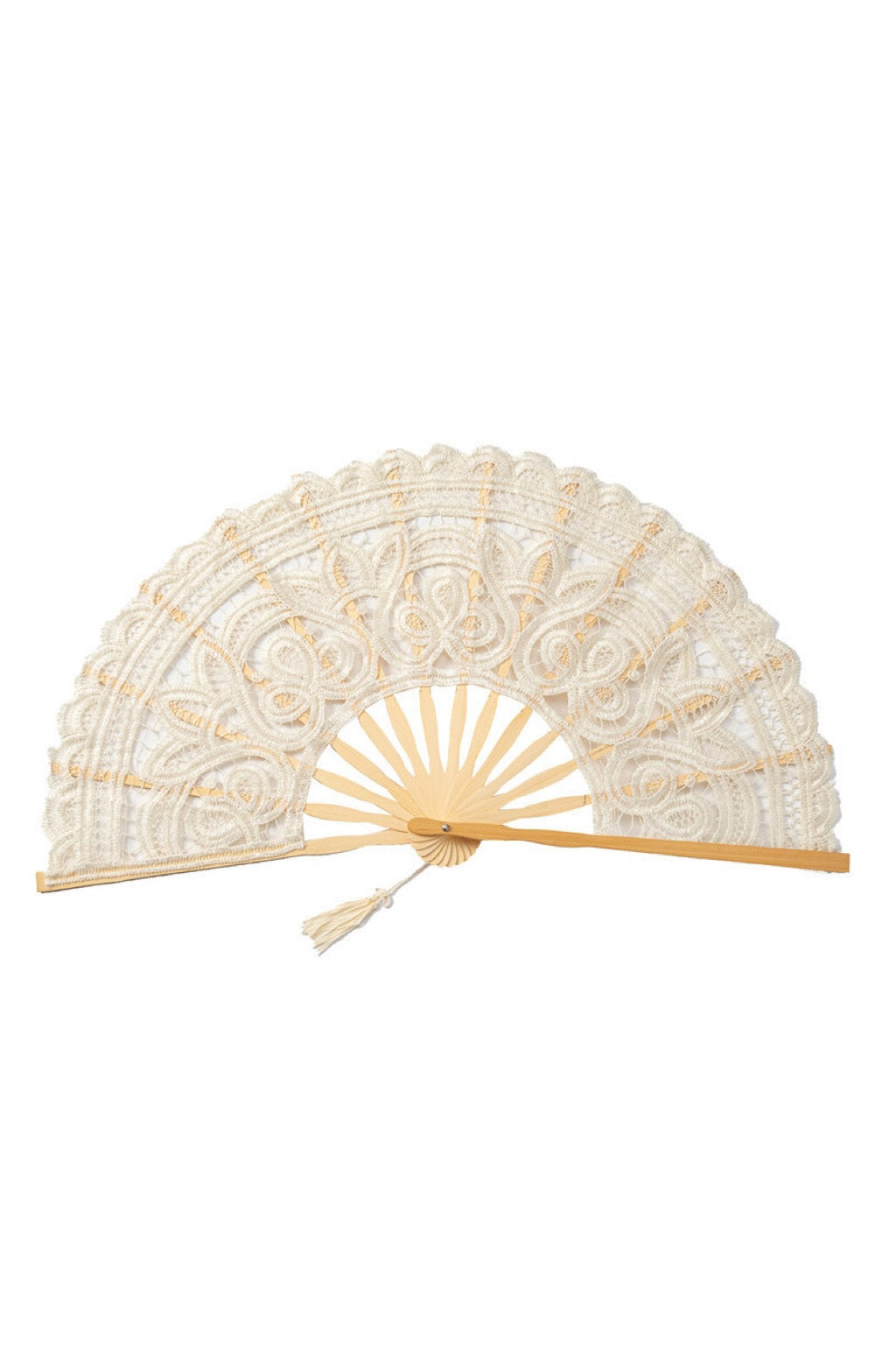 Women's Unveiled White Lace Fan | 12th Tribe